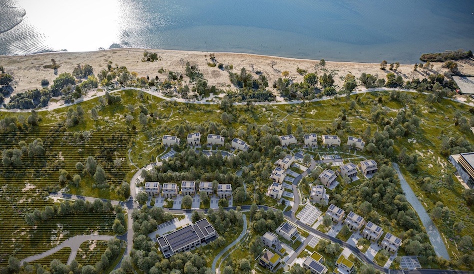 Aan de duin: twee-onder-één-kapwoningen tussen bomen, duinen en strand ...